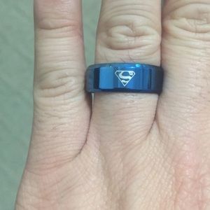 Accessories | Blue Superman Logo Titanium Steel Ring | Poshmark